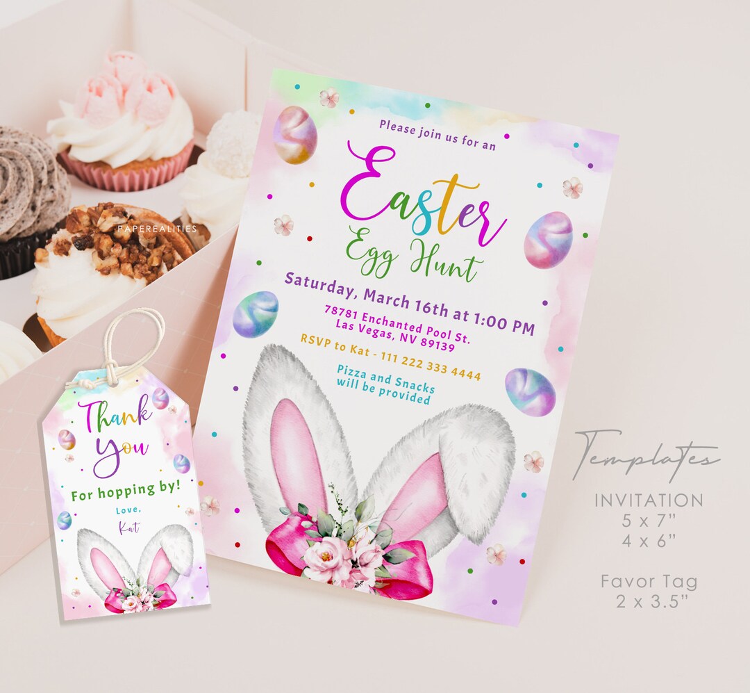 Editable Easter Egg Hunt Invitation Template Printable Easter Party Egg ...