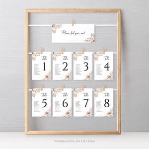 Boho Wedding Table Seating Chart Template, Seating Chart Card ...