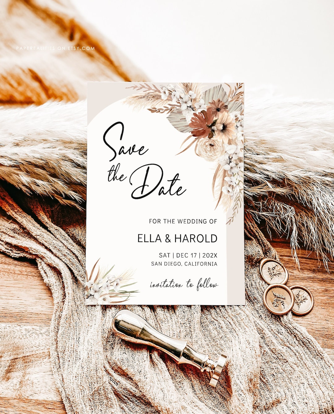 Boho Save the Date Template, Editable Save Our Date Invitation, Boho ...