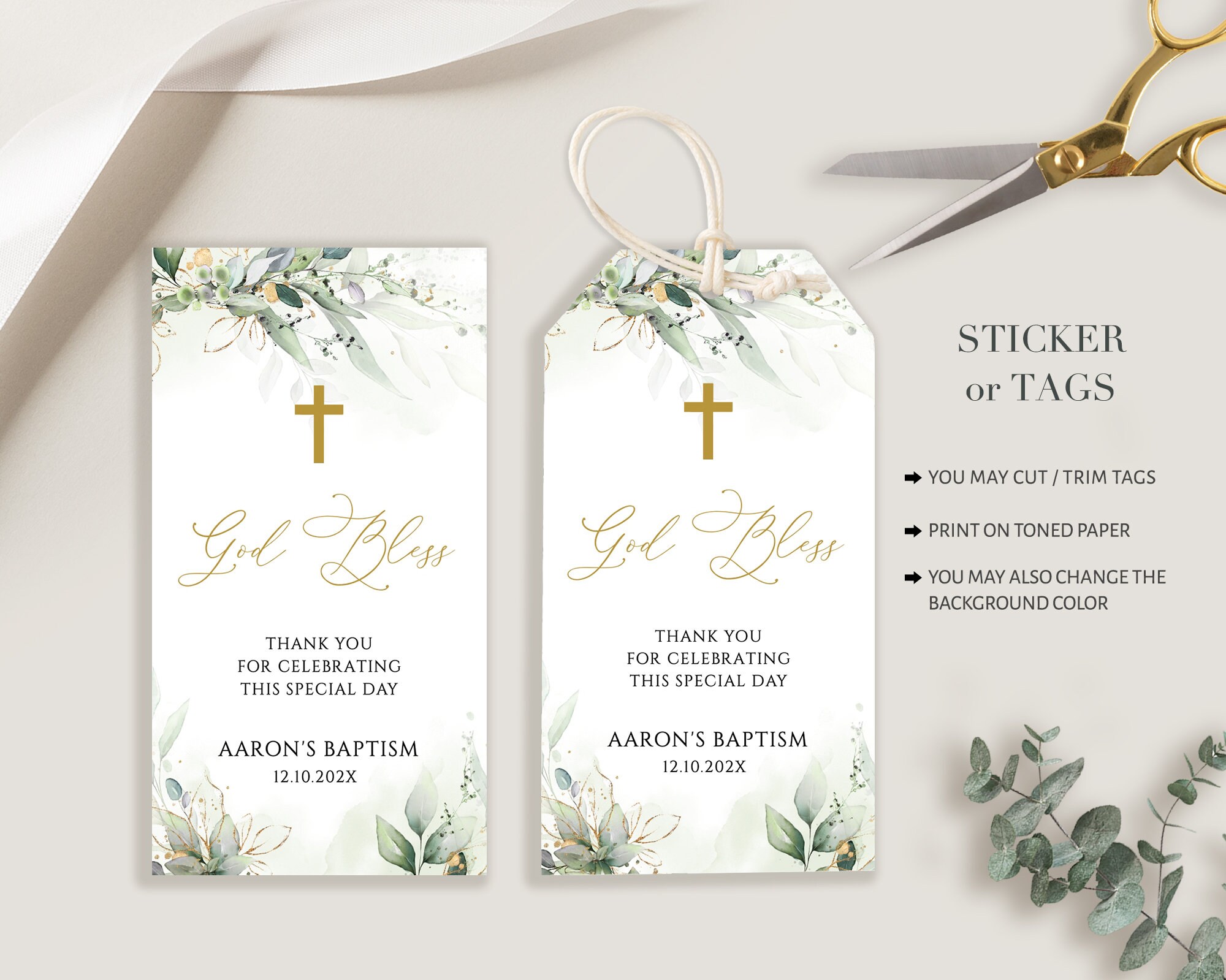 Baptism Favor Tag Template Baptism Gift Tags Christening - Etsy