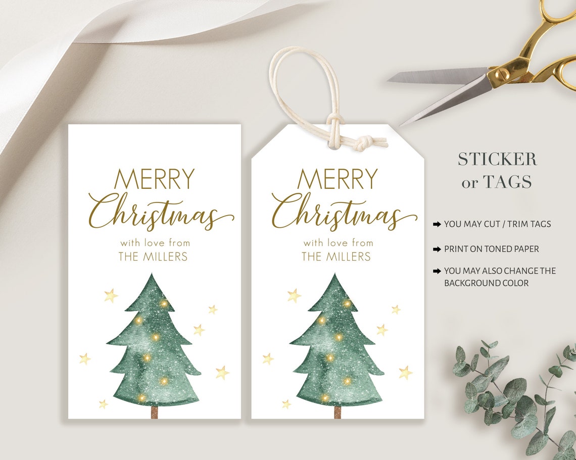 Christmas Tag Template, Personalized Christmas Tag, Holiday Gift Tag ...