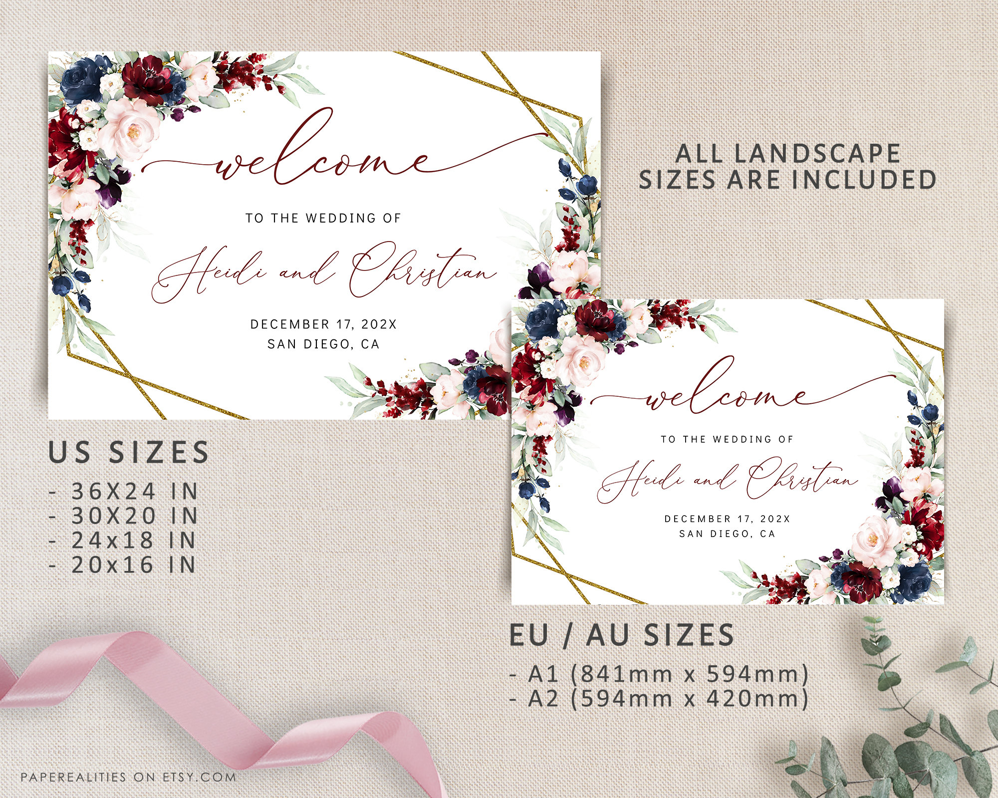 HEIDI Welcome Wedding Sign Template Printable Welcome Sign - Etsy