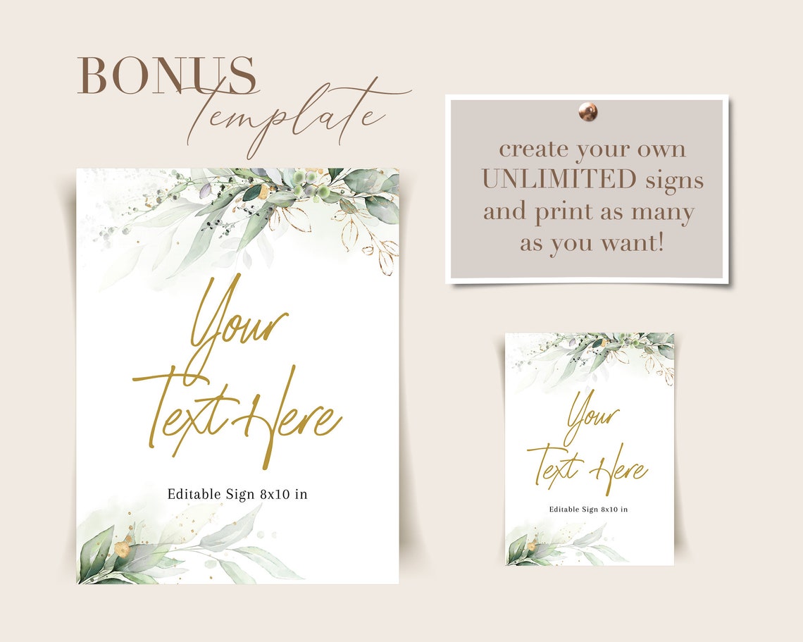 Baby Shower Custom Sign Template Bundle Greenery Baby Shower - Etsy