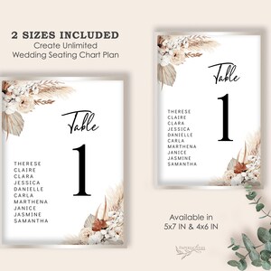 Boho Wedding Table Seating Chart Template, Seating Chart Card ...