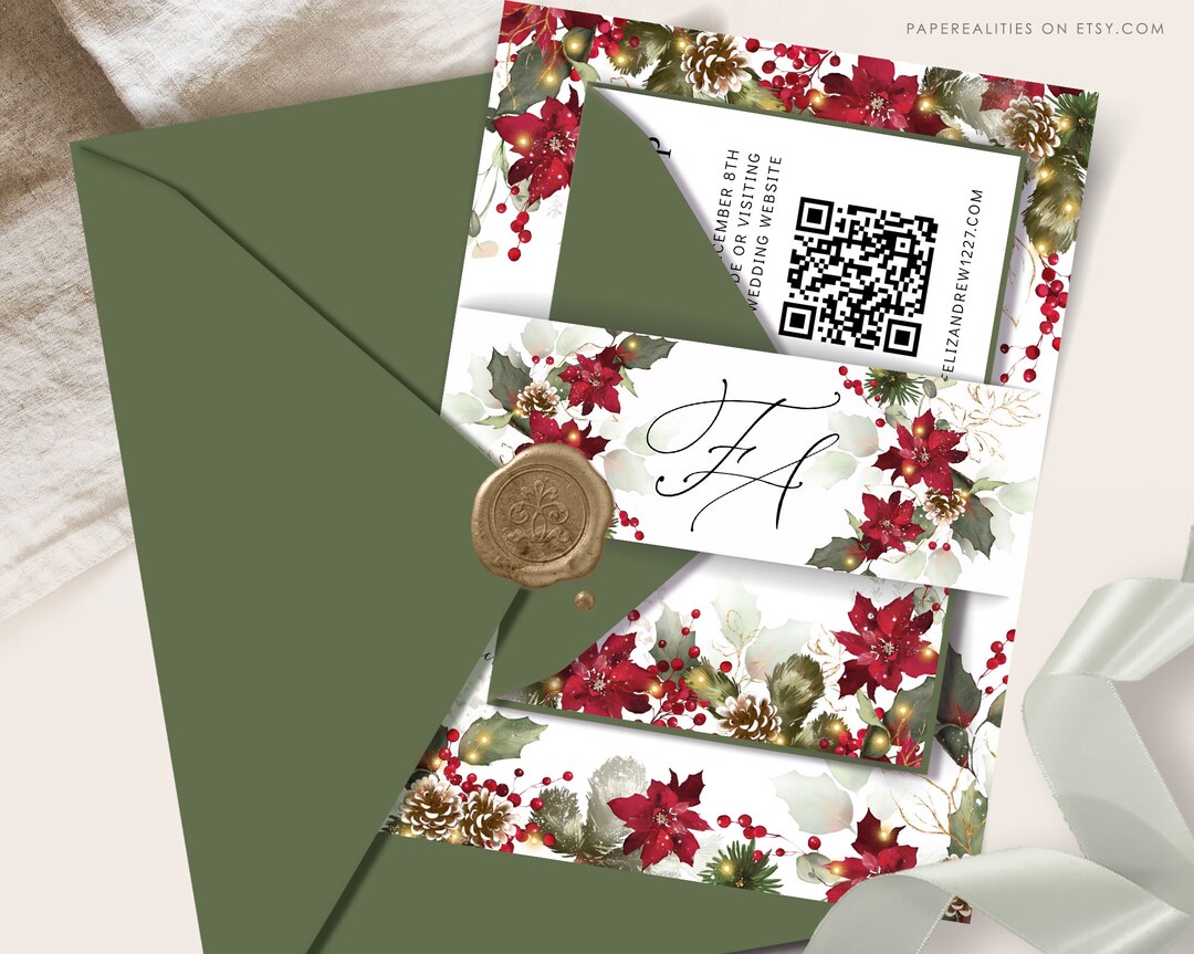 Winter Wedding Belly Band Template, Christmas Wedding Belly Band ...