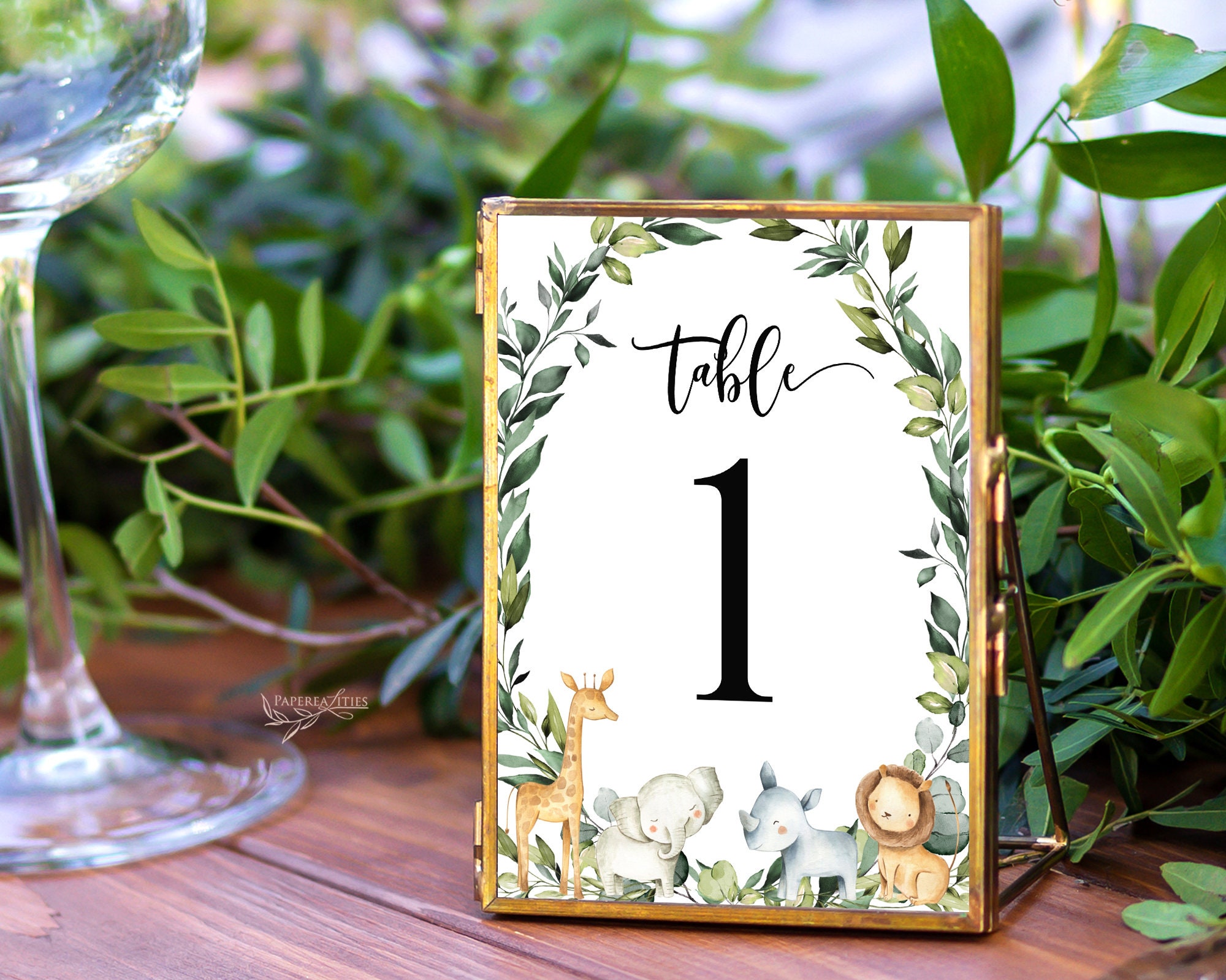 Safari Baby Shower Table Number Template Printable Table | Etsy