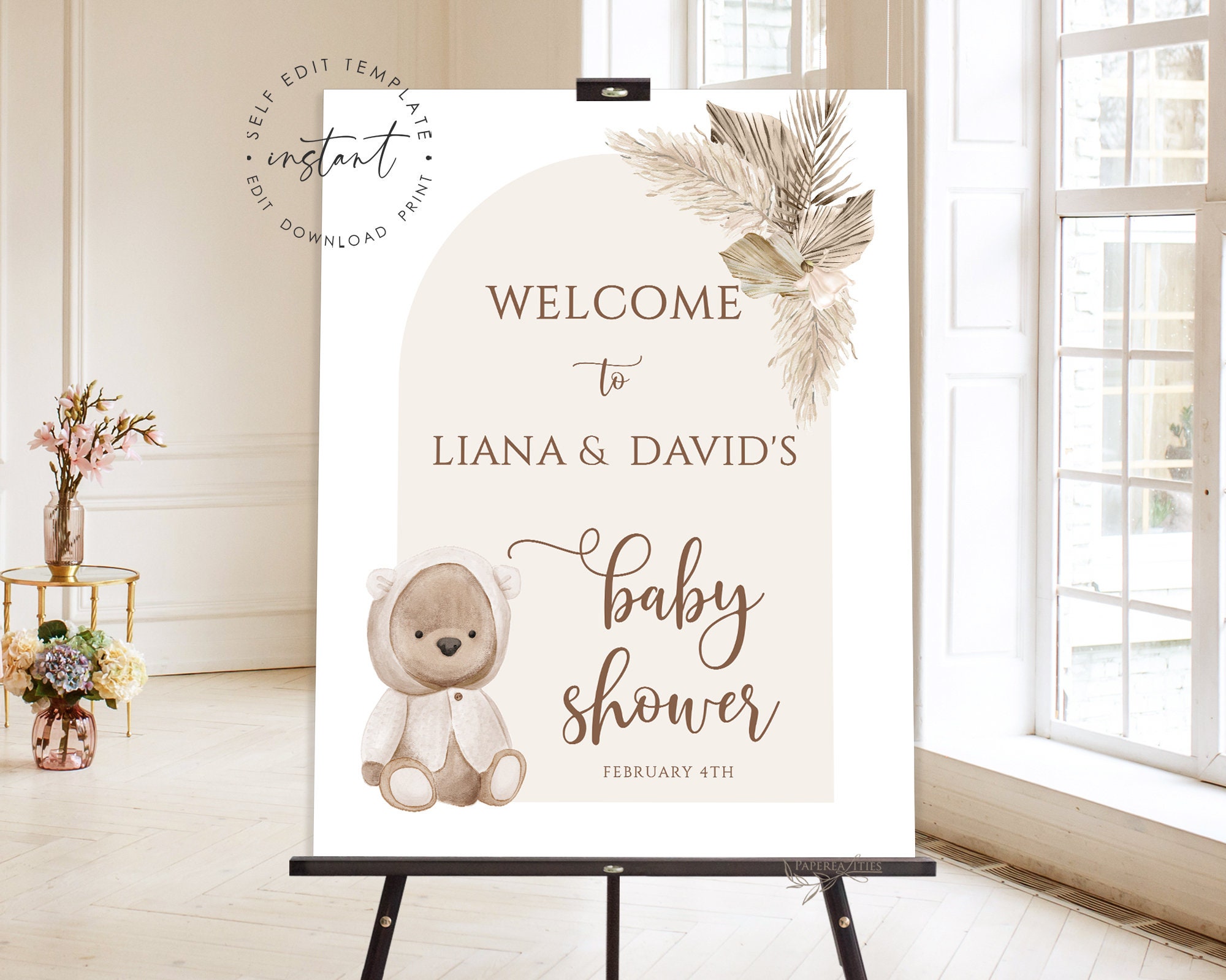 Bear Baby Shower Welcome Sign Template Printable Bear Welcome - Etsy