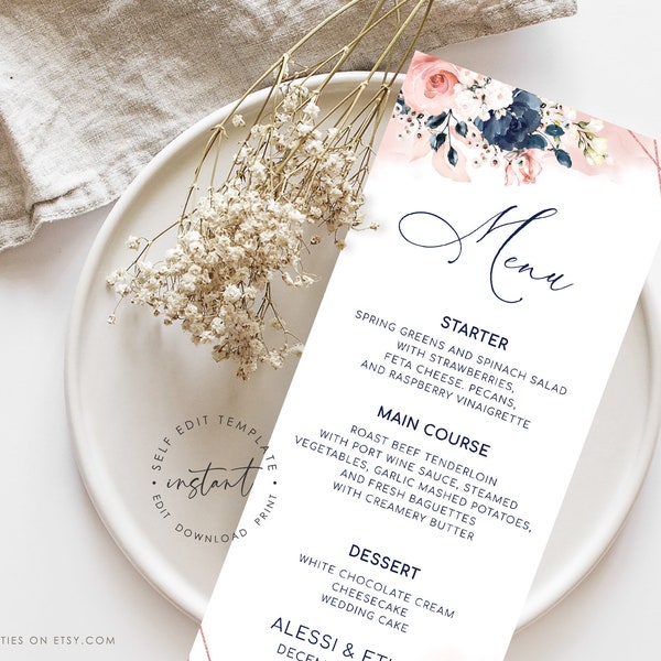 Floral Menu - Etsy