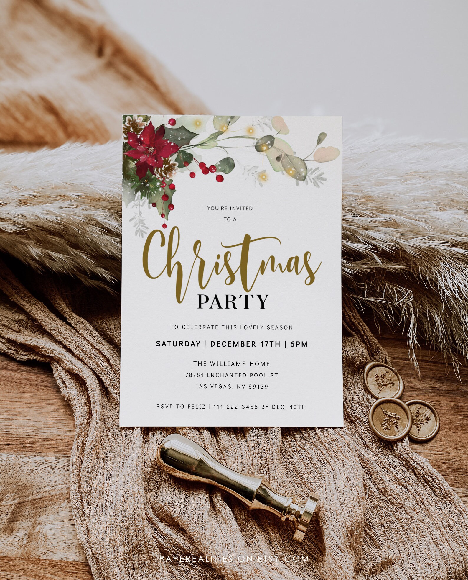 Editable Christmas Party Invitation Winter Christmas Party - Etsy