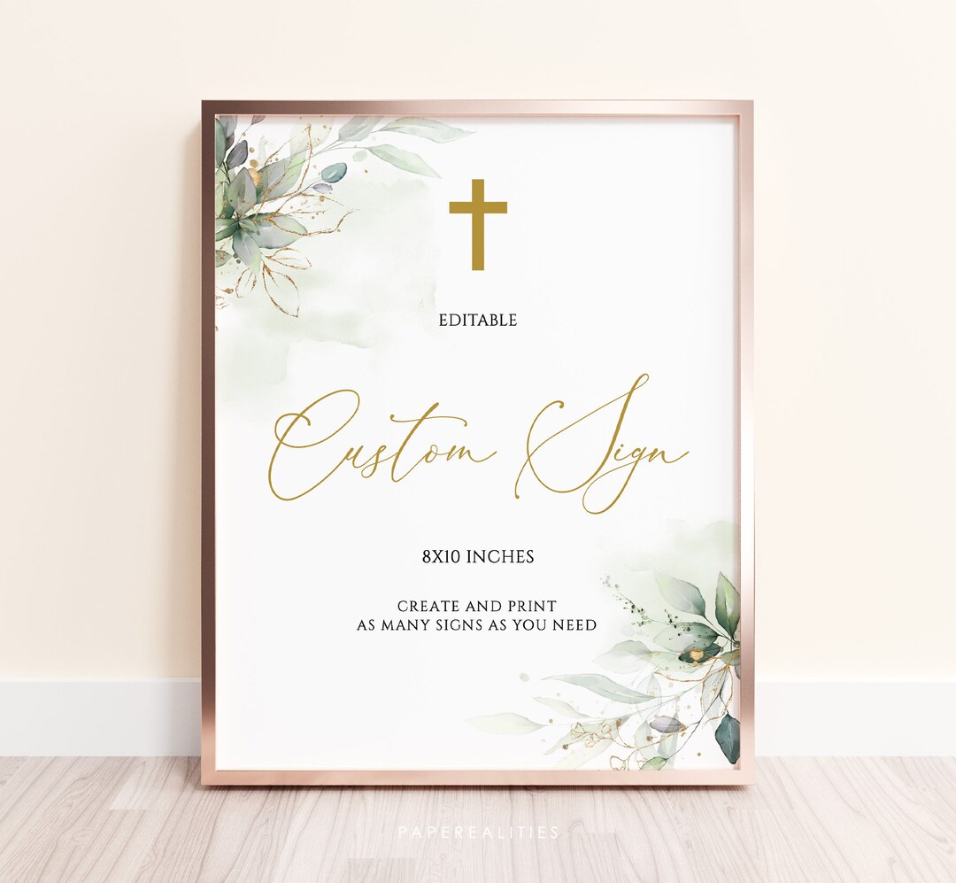 Editable Baptism Sign Template, Christening Table Top Sign Editable ...