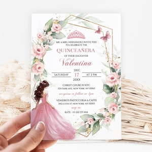 Editable Quinceañera Invitation Template, Mis Quince Anos Birthday ...