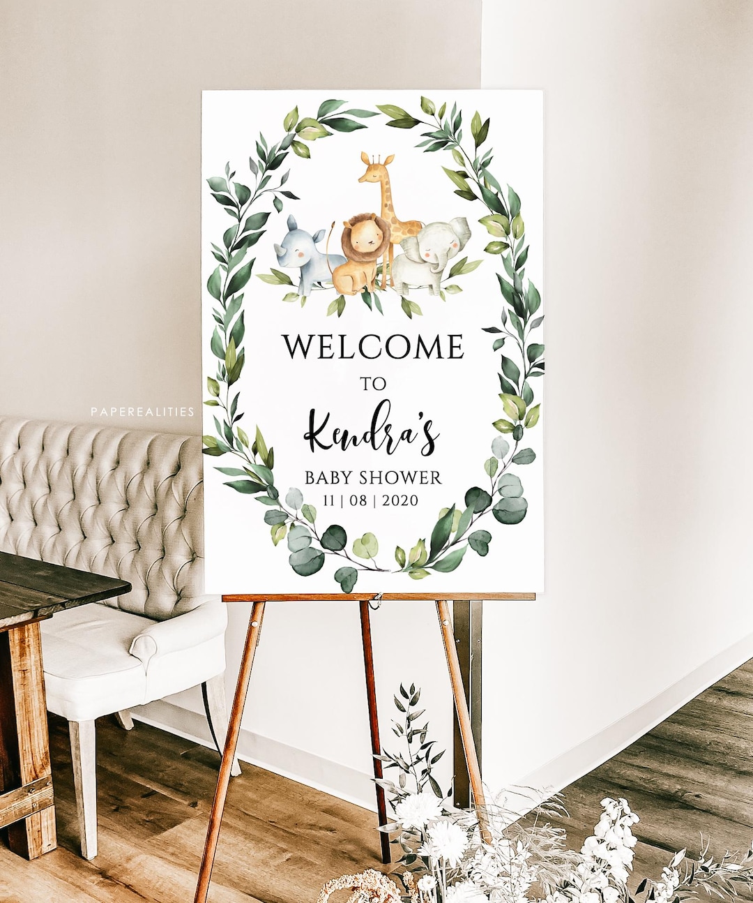 Safari Baby Shower Welcome Sign: Gender Neutral Template (digital ...