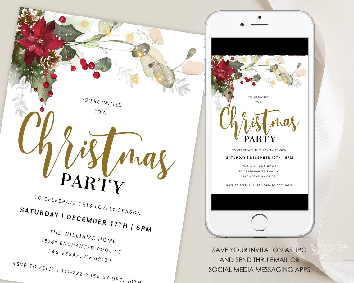 Editable Christmas Party Invitation Winter Christmas Party - Etsy