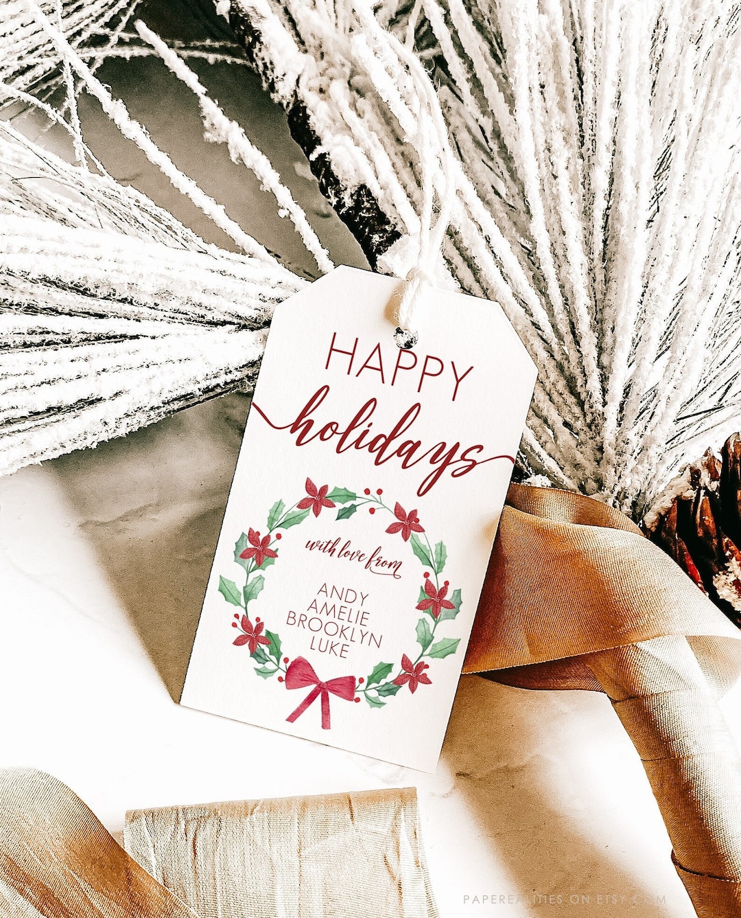 Happy Holidays Tag Template, Christmas Tag, Holiday Gift Tag, Printable ...