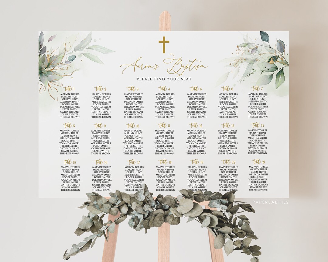 Editable Baptism Seating Chart Template, Christening Seating ...