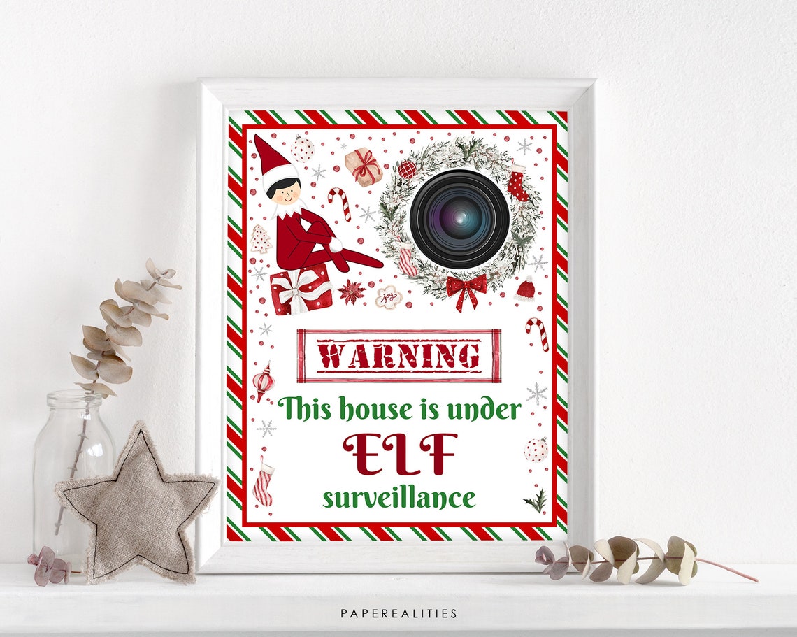Elf Surveillance Sign: Printable Christmas Decor (digital Download) - Etsy