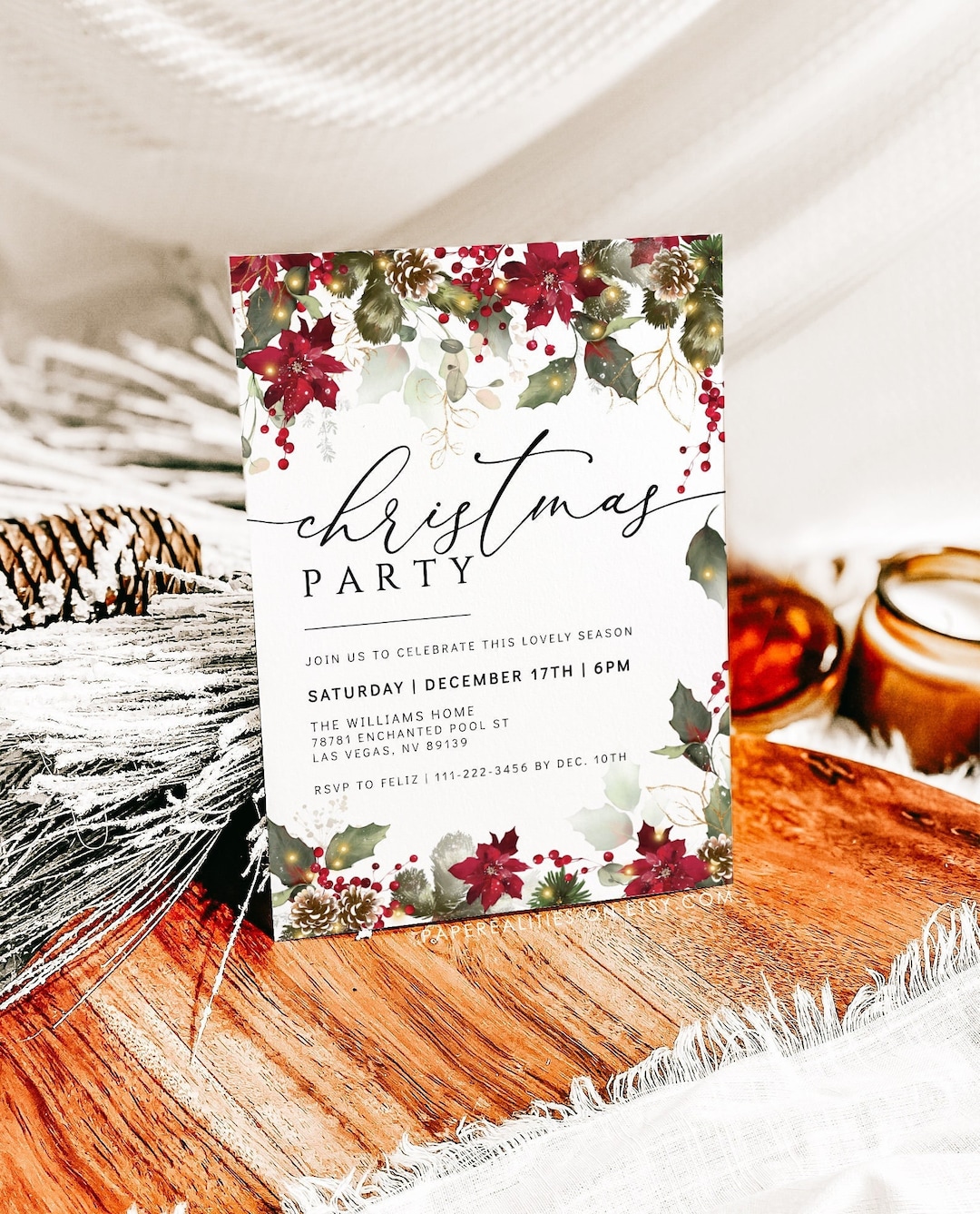 Christmas Party Invitation, Winter Christmas Invitation Template ...