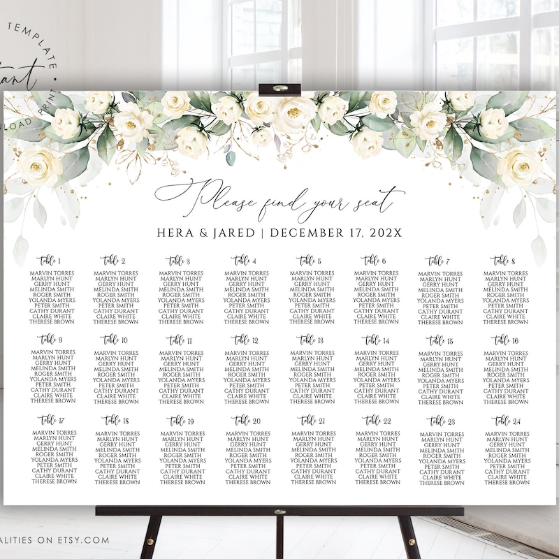 Seating Chart Template - Etsy