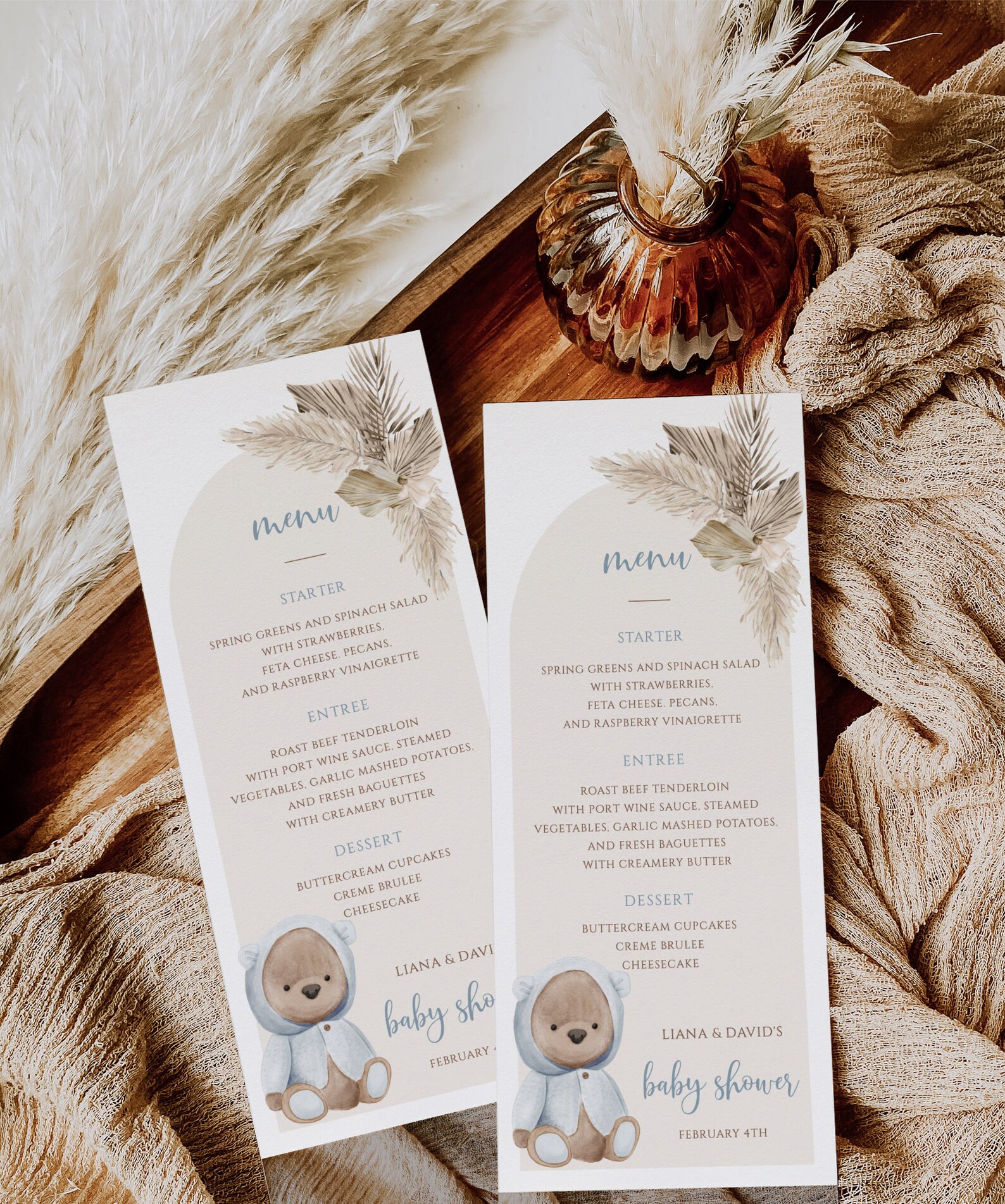 Editable Baby Shower Menu Template Teddy Bear Baby Shower - Etsy