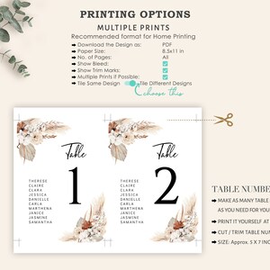 Boho Wedding Table Seating Chart Template, Seating Chart Card ...
