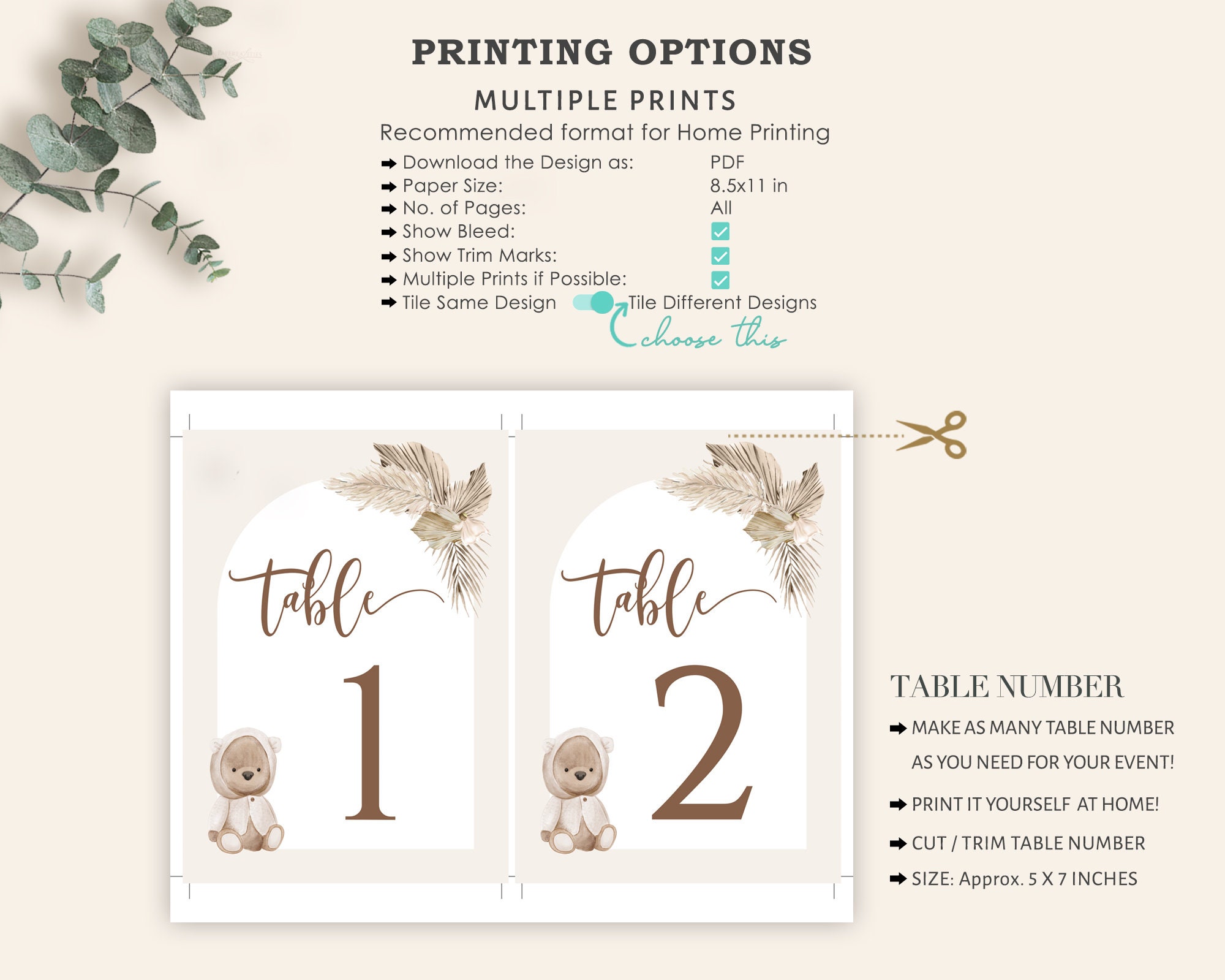 Bear Baby Shower Table Number Template Printable Table - Etsy