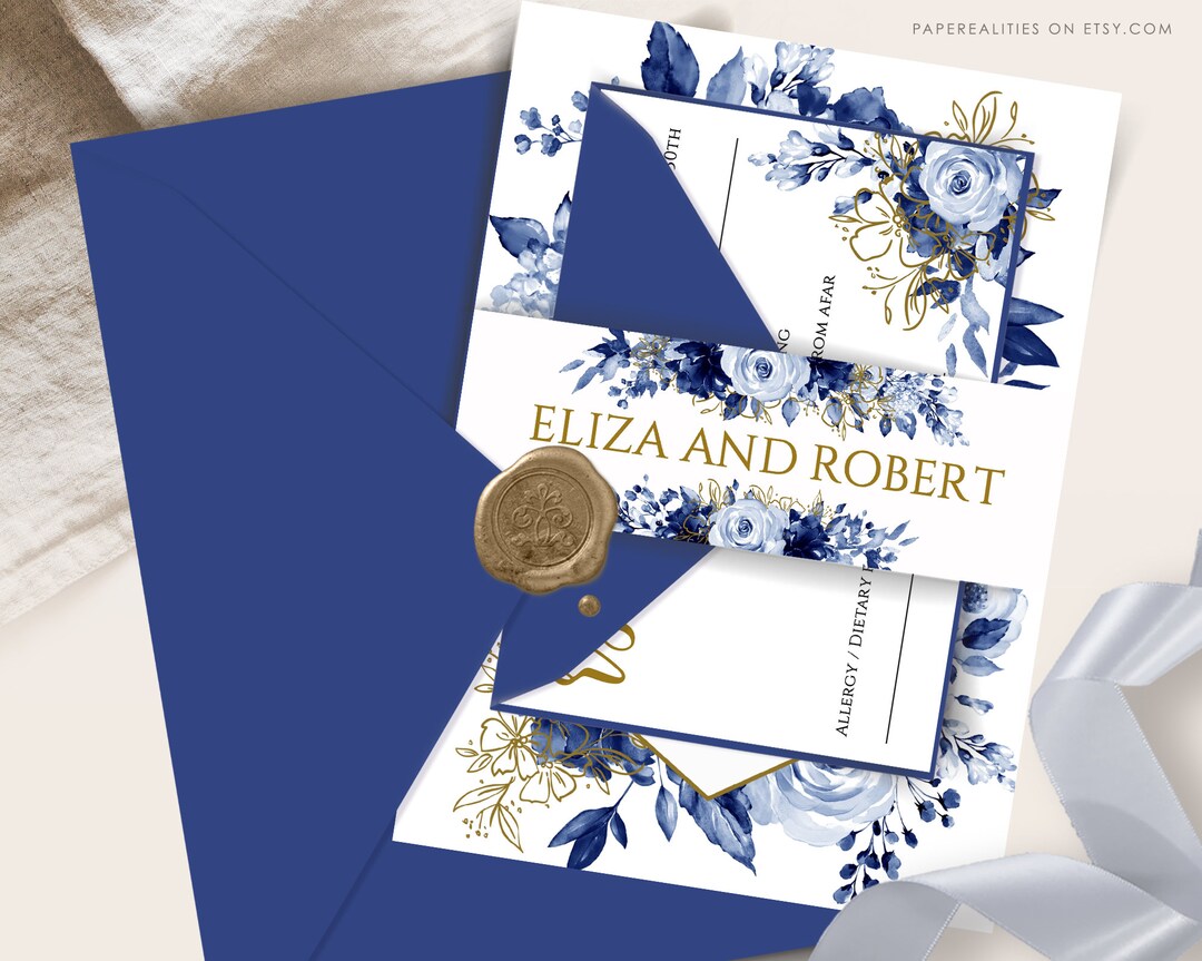 ELIZA - Belly Band Template, Navy Blue Belly Band, Belly Wrap, Envelope ...