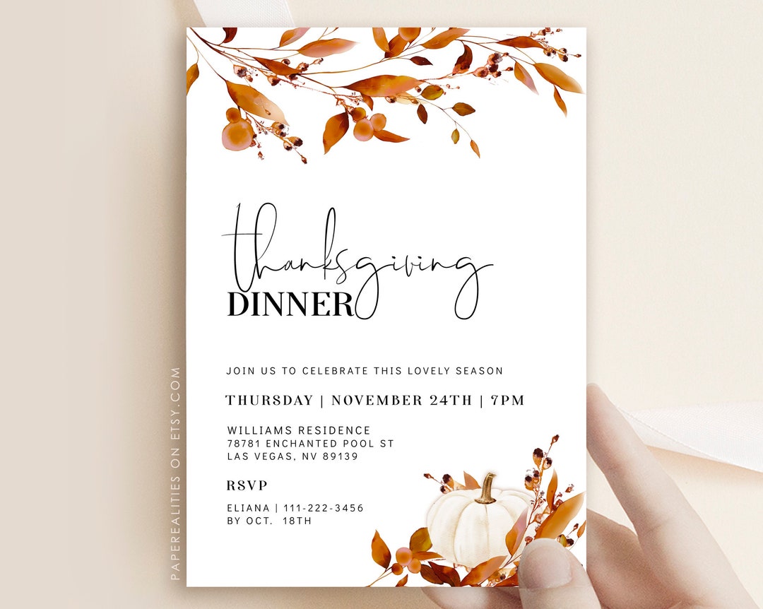 Editable Thanksgiving Dinner Invitation Template (digital Download) - Etsy