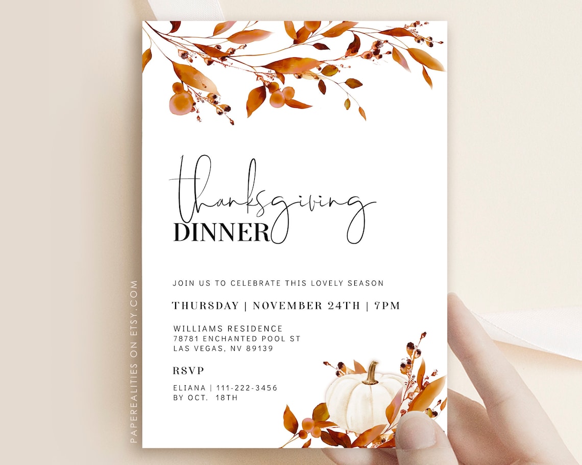 Thanksgiving Dinner Invitation Template Editable Thanksgiving - Etsy