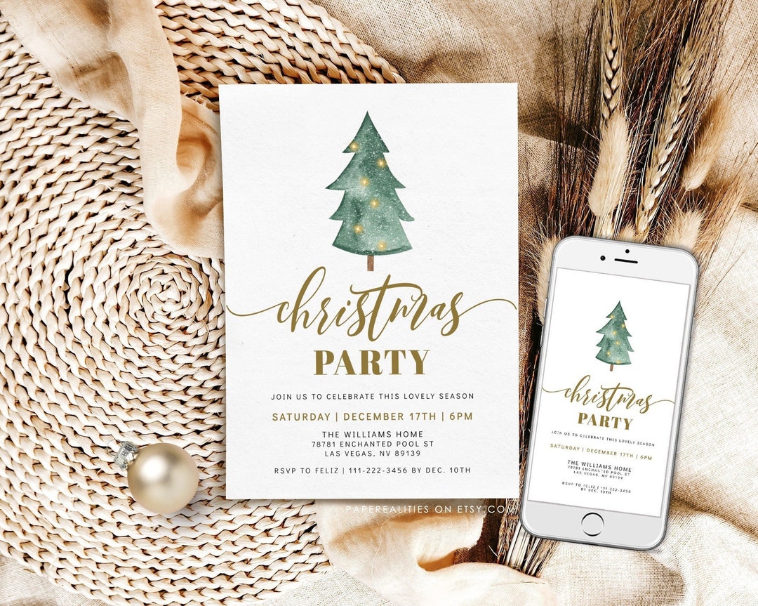 Christmas Party Invitation, Winter Christmas Invitation Template ...