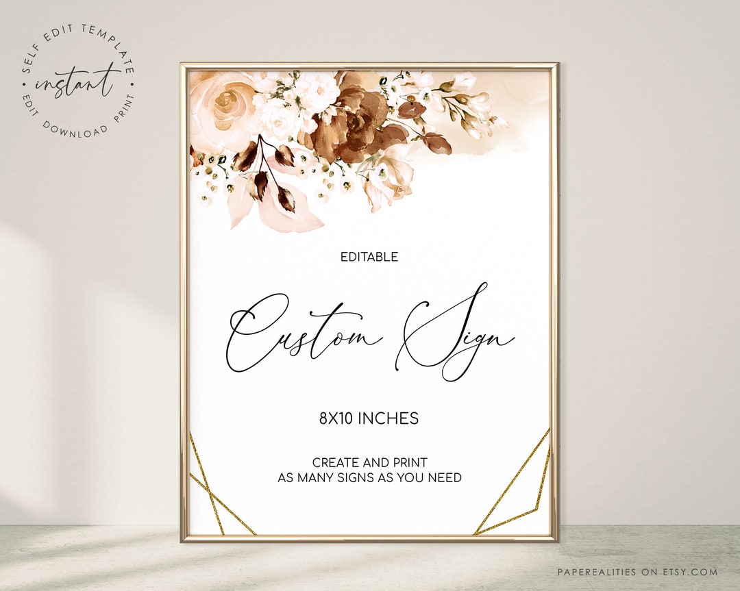 CILLA - Burnt Orange Custom Sign Template, Rust Orange Table Sign ...