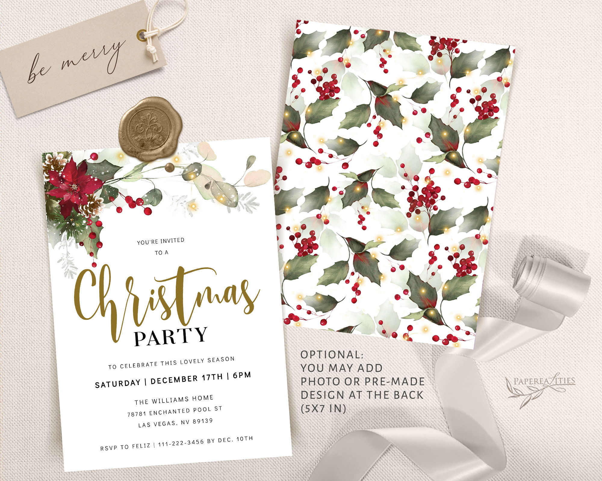 Editable Christmas Party Invitation Winter Christmas Party - Etsy