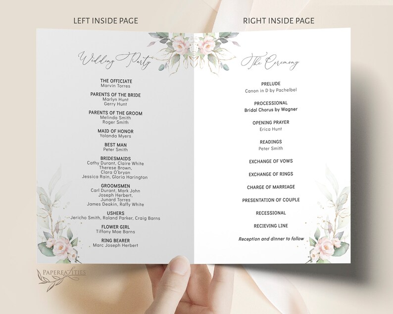 ELLIE Folded Wedding Program Template Church Program | Etsy