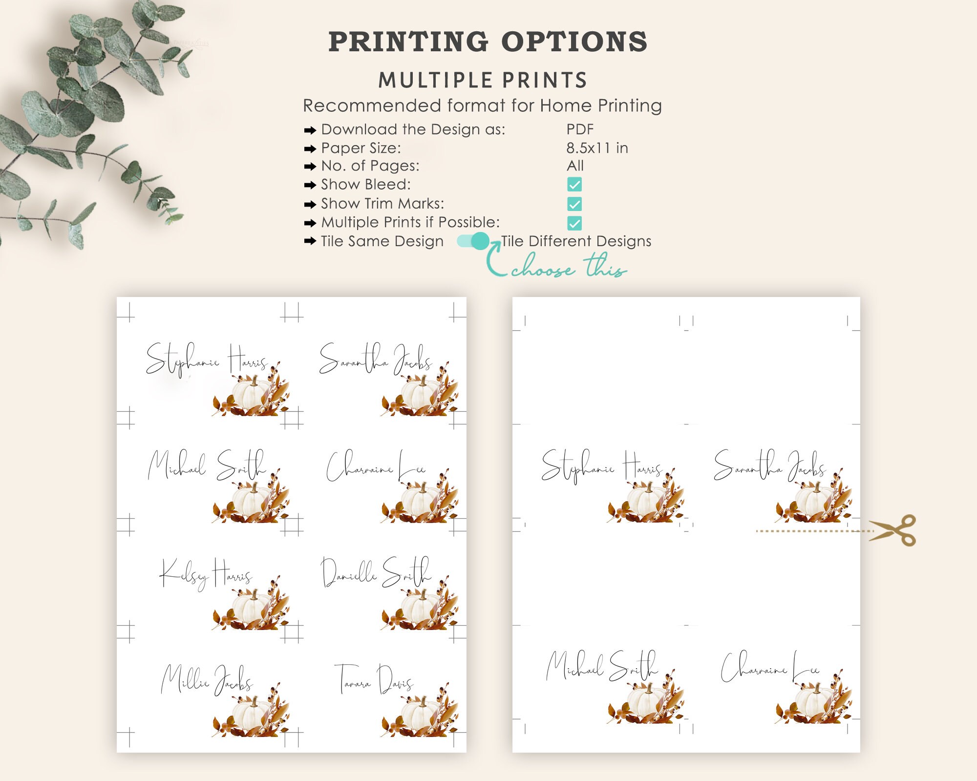 Thanksgiving Dinner Place Cards Template Editable - Etsy