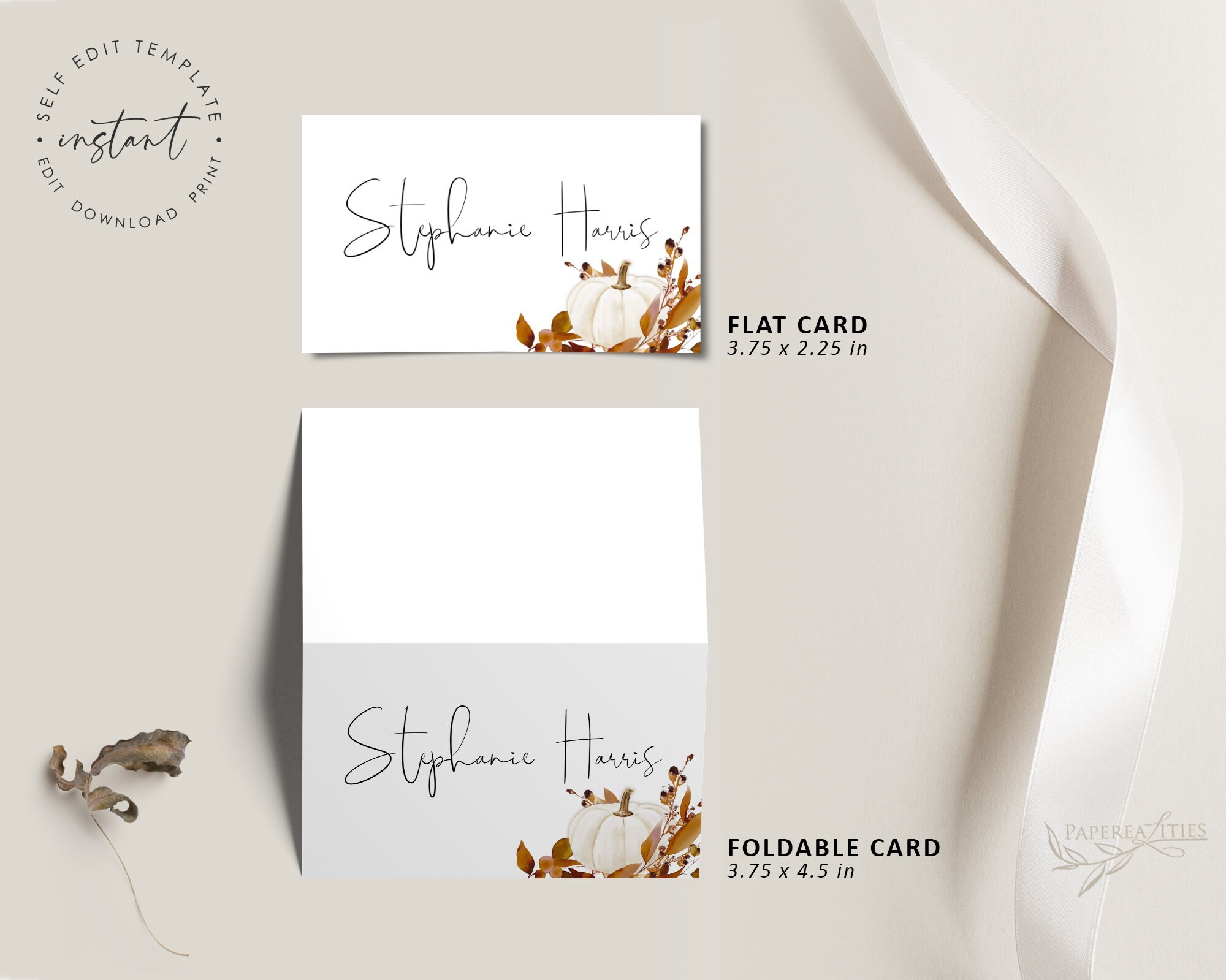 Thanksgiving Dinner Place Cards Template Editable - Etsy