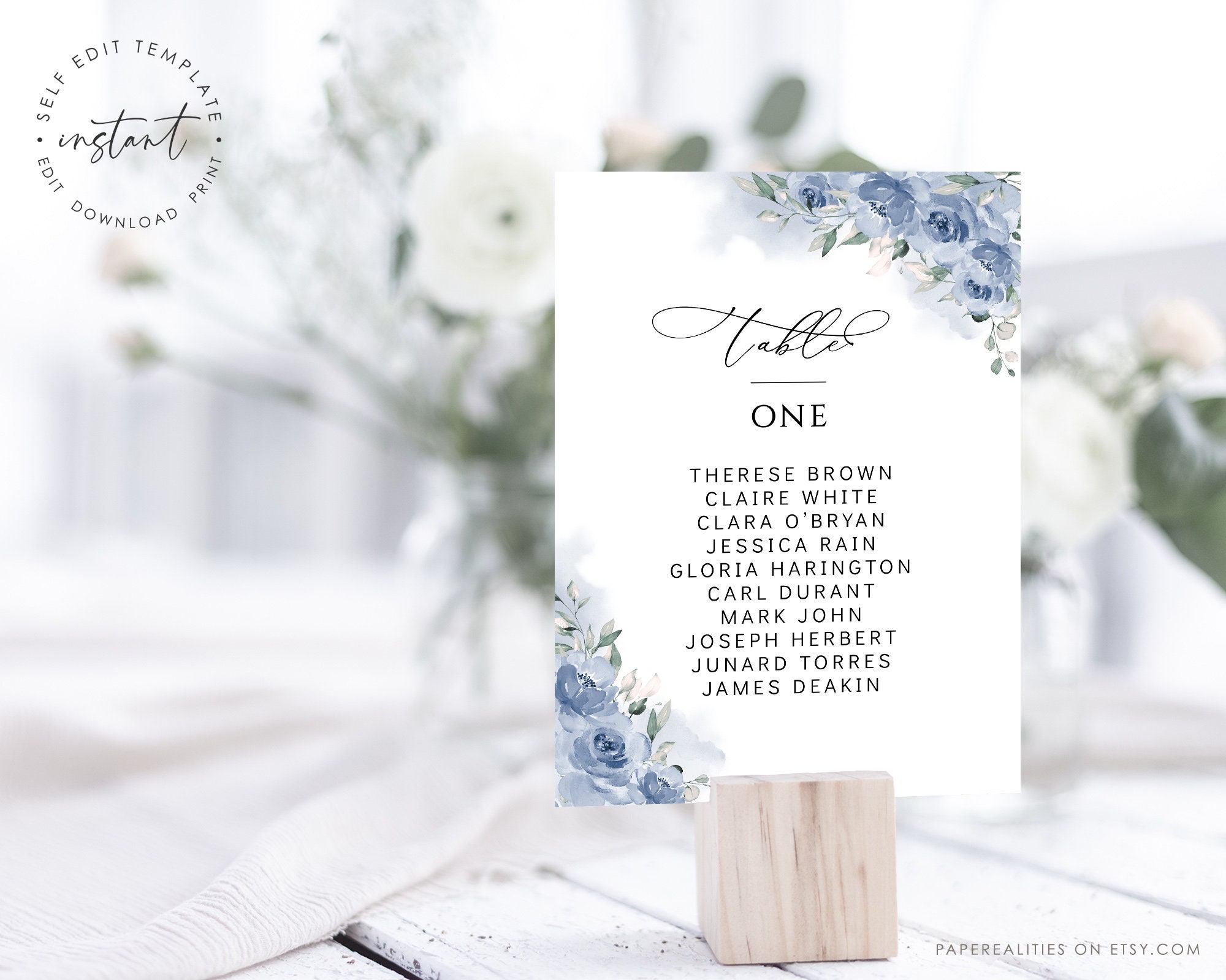 Dusty Blue Table Numbers Printable - Etsy