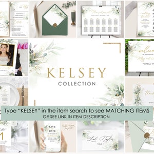 KELSEY- Minimalist Greenery Wedding Welcome Sign Template, Welcome Sign ...