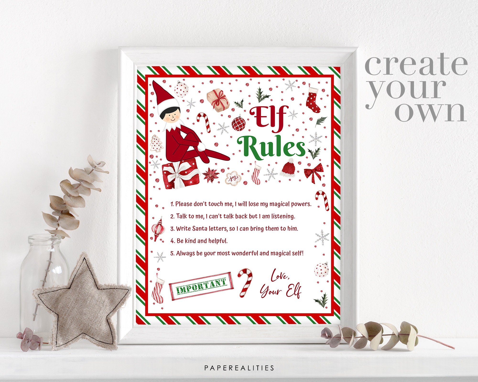 Editable Elf Rules Sign: Christmas Printable (digital Download) - Etsy