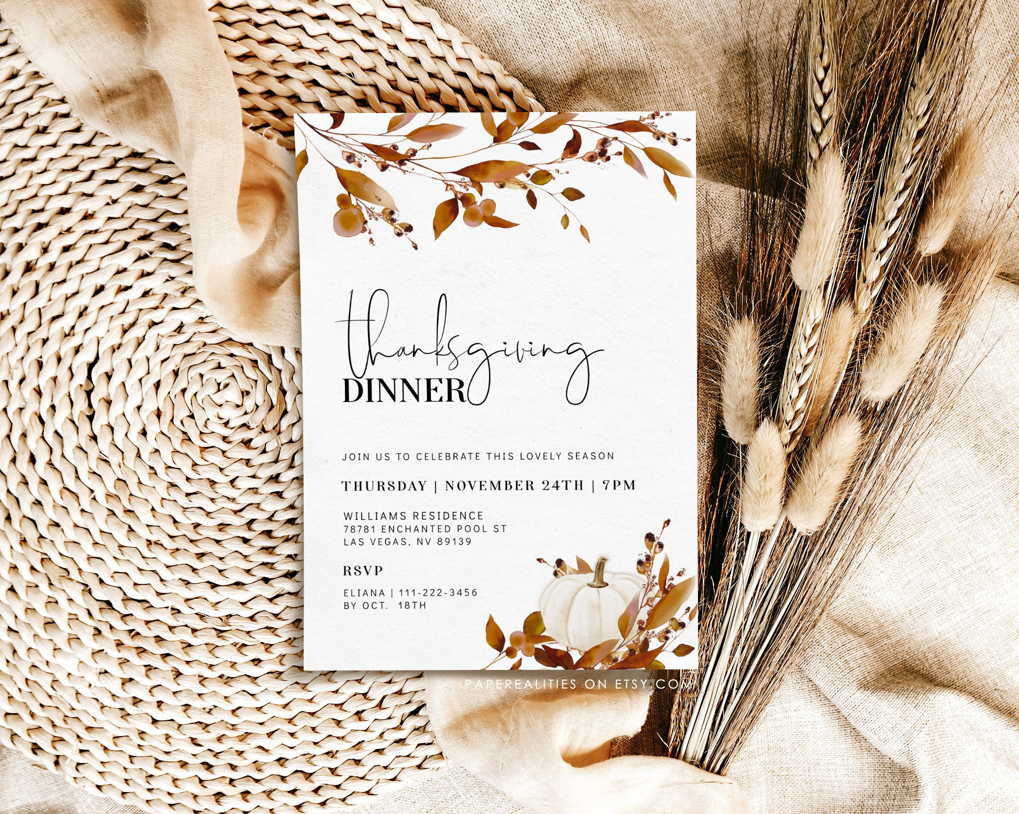 Thanksgiving Dinner Invitation Template Editable Thanksgiving - Etsy