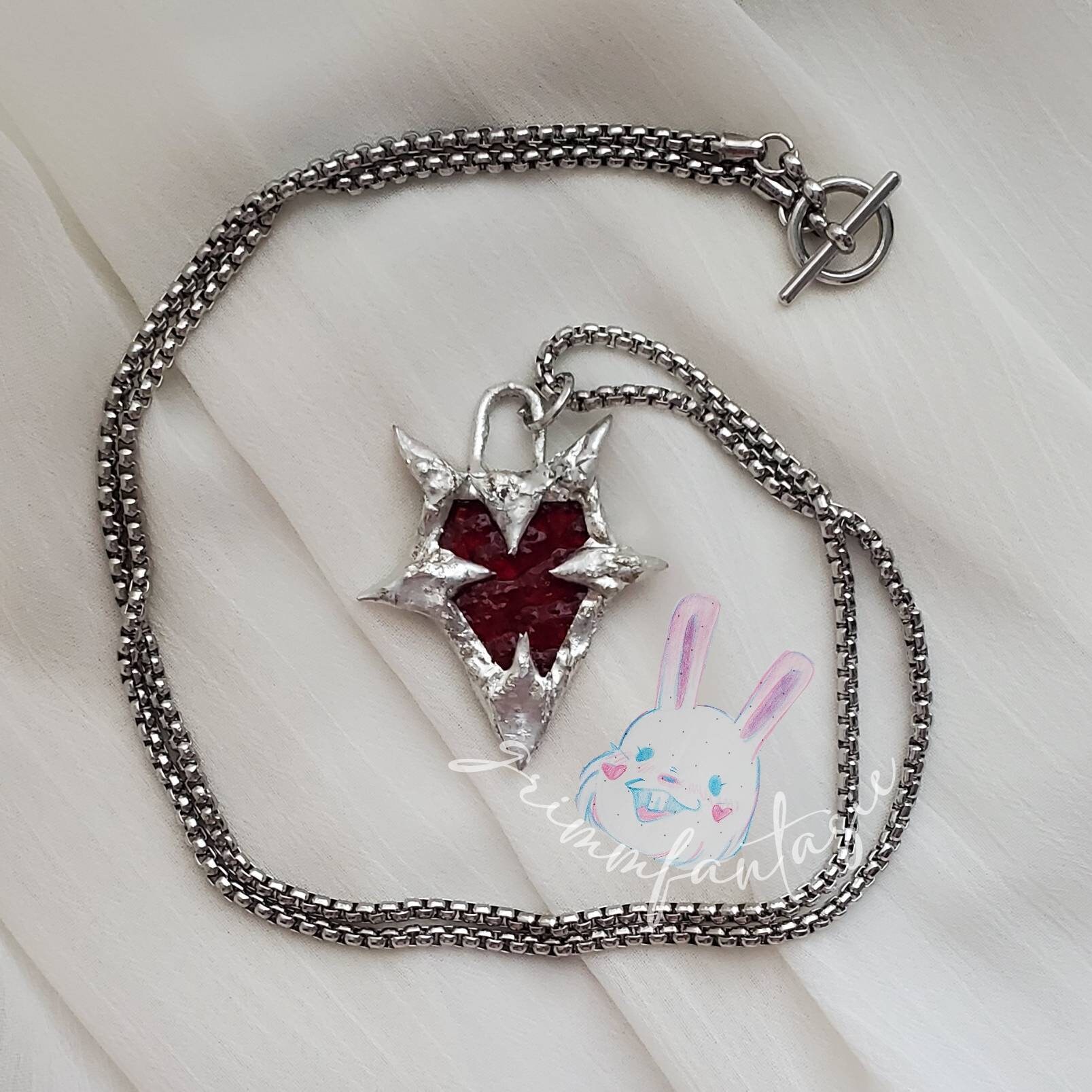 Red Heart Necklace - Etsy