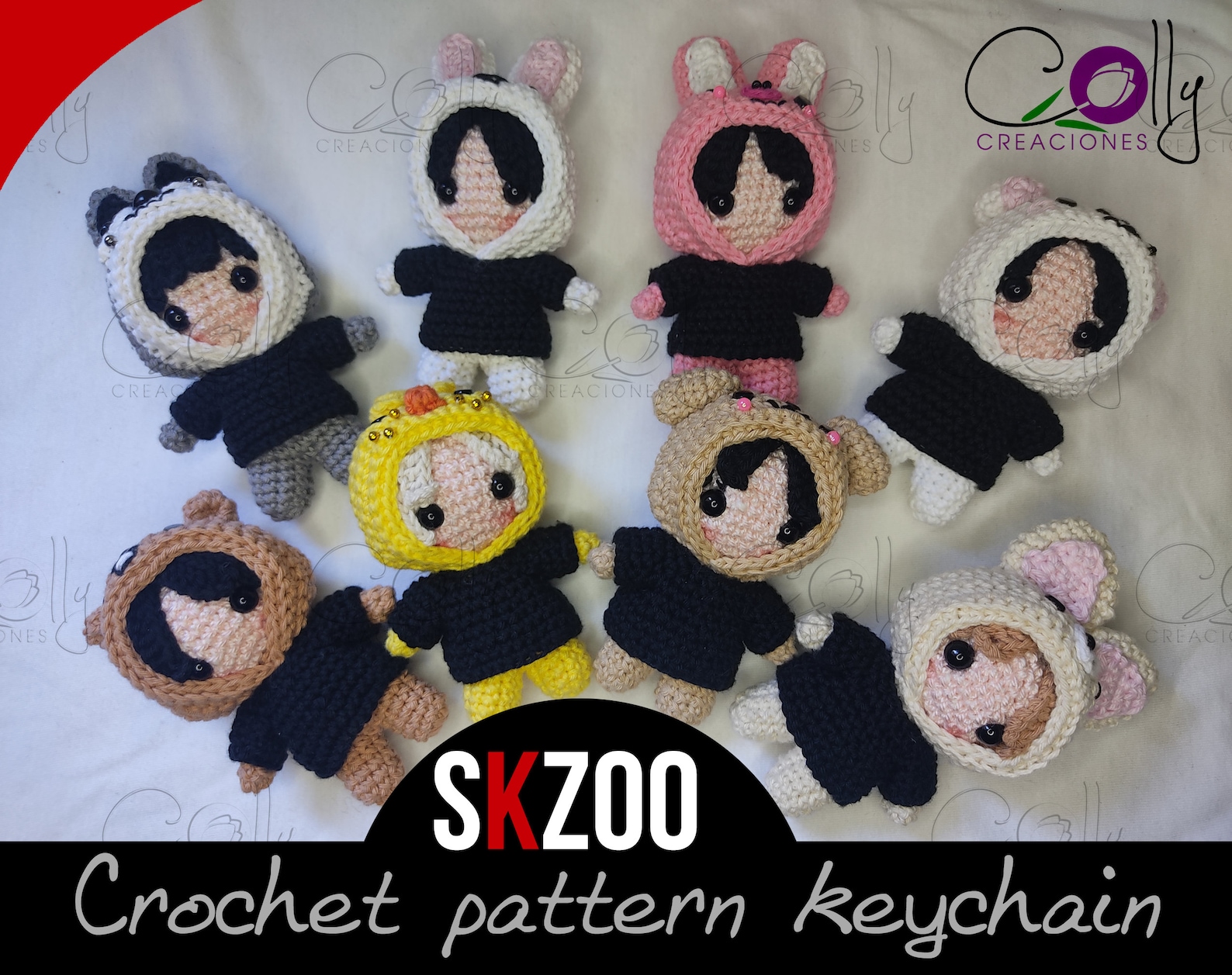Crochet PATTERNS - 8 Members of Stray Kids, Keychain SKZOO Version ...