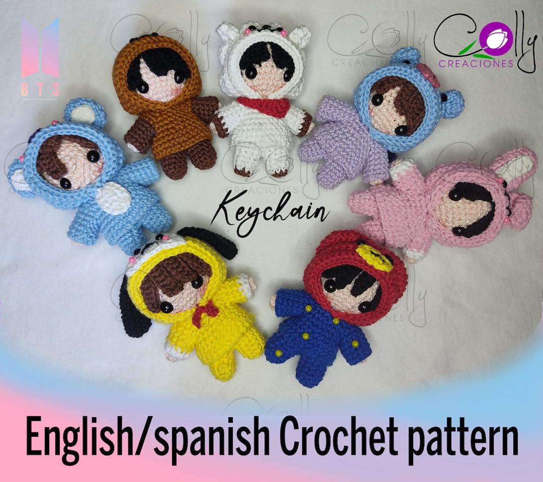 Crochet PATTERNS - 7 Members of BTS, Keychain BT21 Version - PDF ...