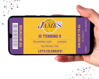 Los Angeles Lakers Themed Ticket Invitation, Lakers Ticket Invite ...