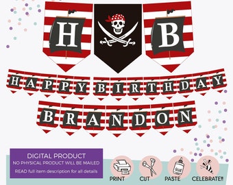 Pirates Banner Digital Printable Birthday Banner Bunting Garland - Etsy ...