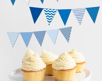 Blue Light Blue Banner Digital Printable Pennant Banner - Etsy