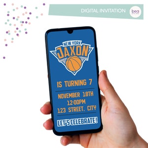 Basketball NY Knicks Birthday Invitation - Digital Birthday Party ...