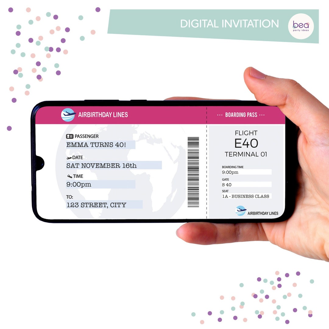 Boarding Pass - Digital Printable Party Invitation - - Etsy