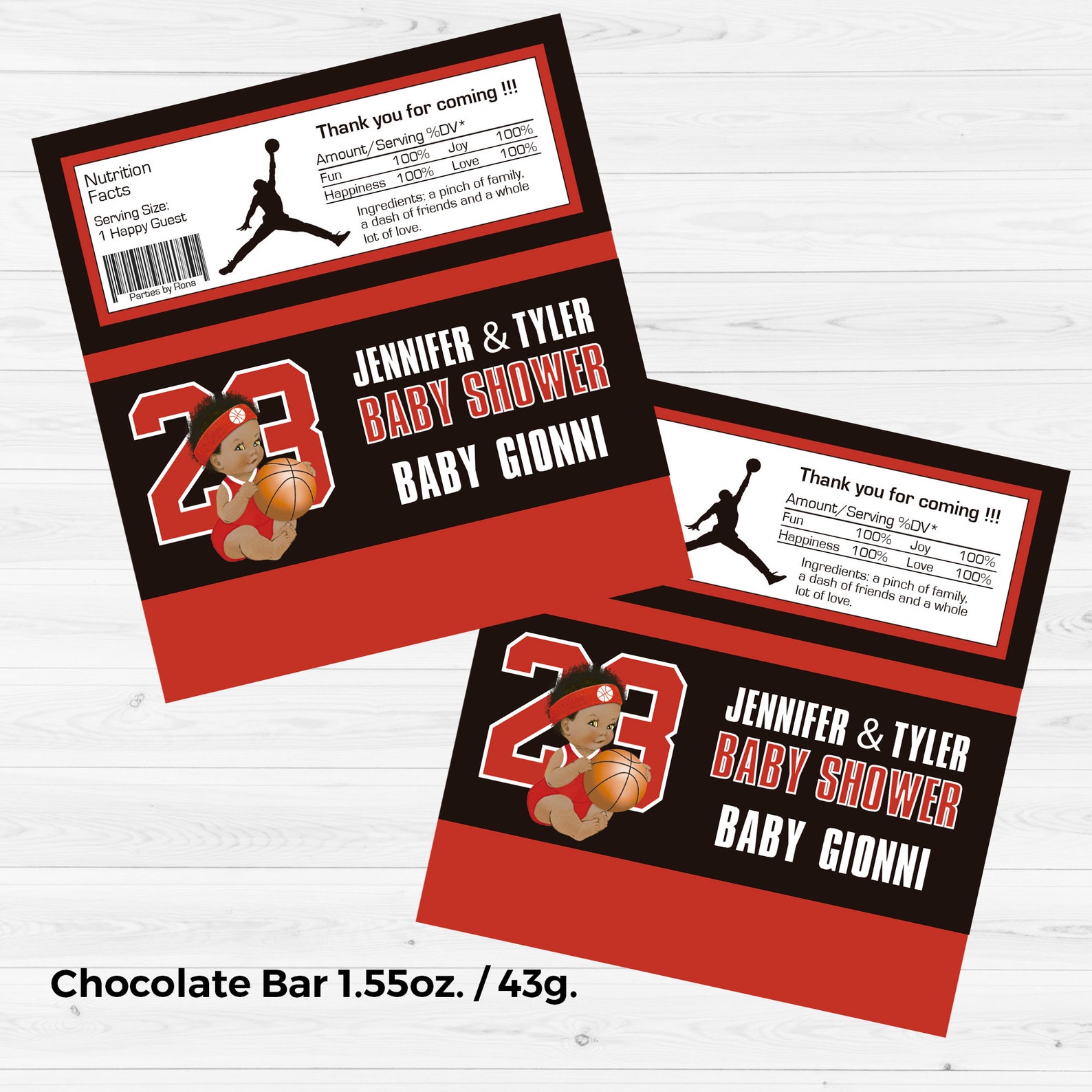 Jordan Jumpman Baby Shower Hershey Bar Label Digital - Etsy