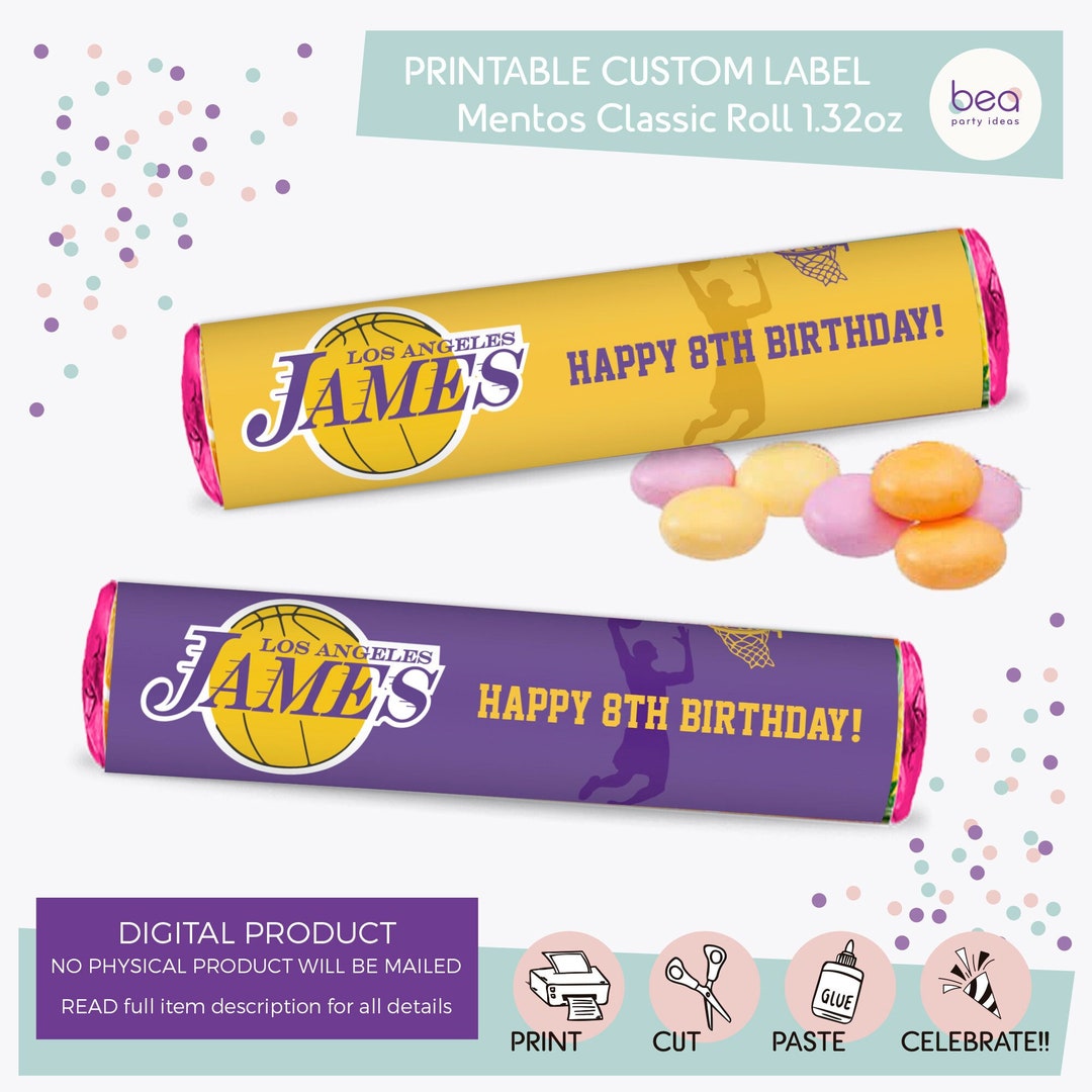 Basketball Lakers Inspired Mentos Candy Classic Roll Label - Digital ...