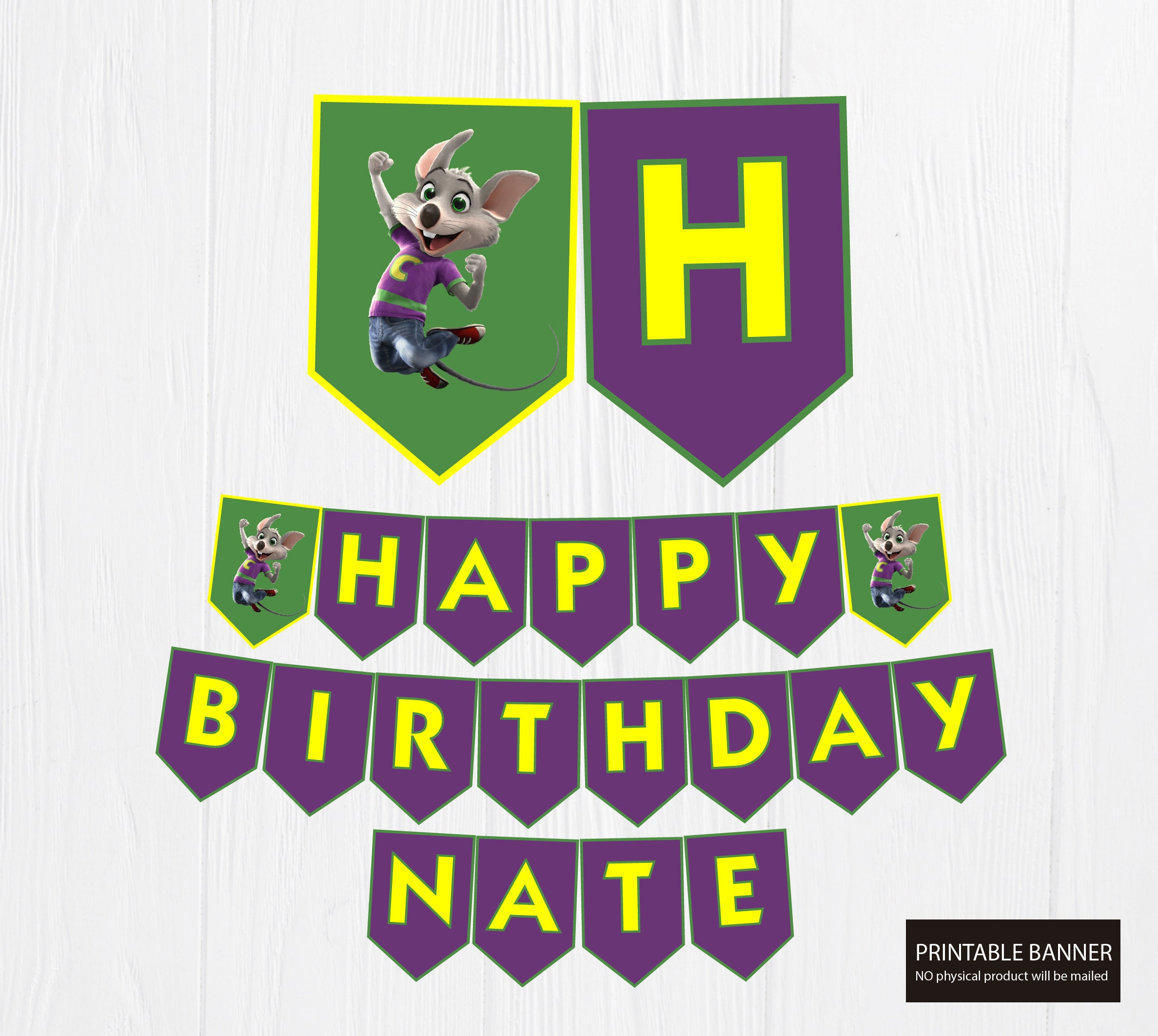 Chuck E Cheese Banner Digital Printable Birthday Banner - Etsy