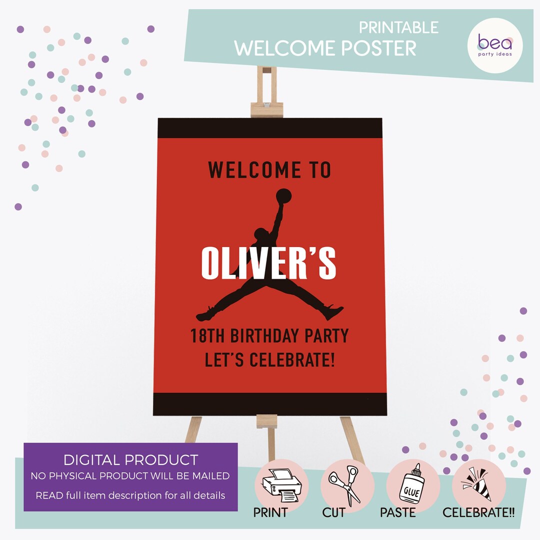 Basketball Welcome Poster - Digital Printable Backdrop - Etsy